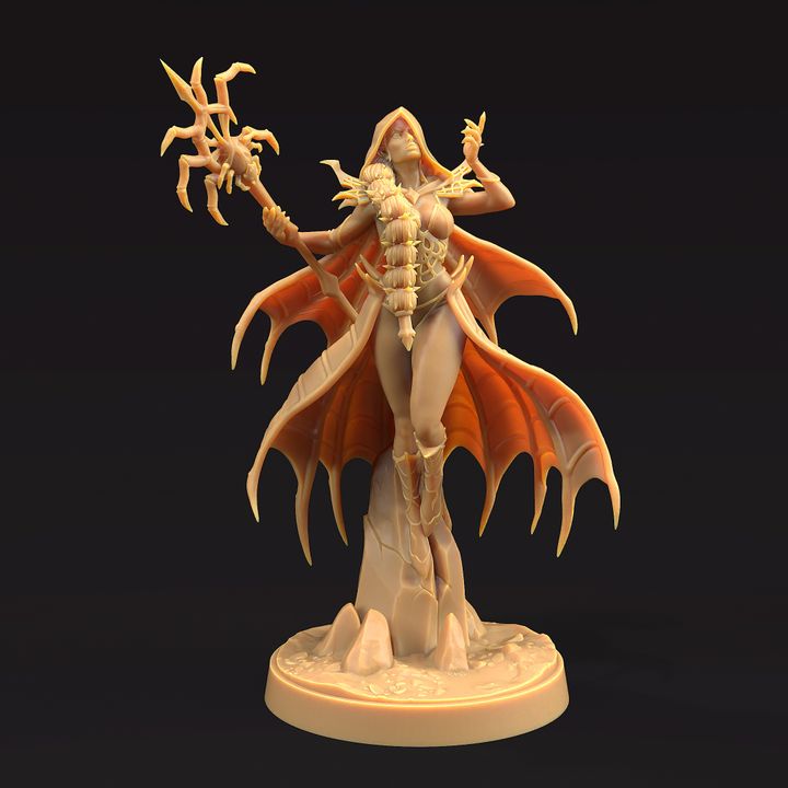 3D Printable Drow Mage, Female | PRESUPPORTED | Dungeon Classics by ...