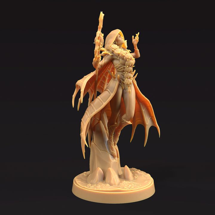 3D Printable Drow Mage, Female | PRESUPPORTED | Dungeon Classics by ...