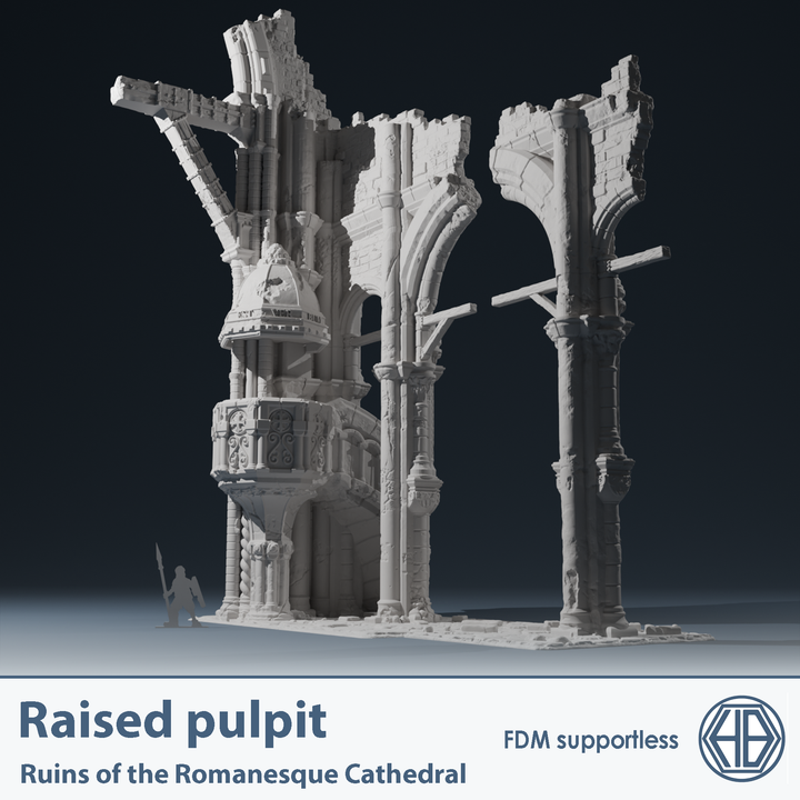 3D Printable Temple ruins raised pulpit by HexBrick