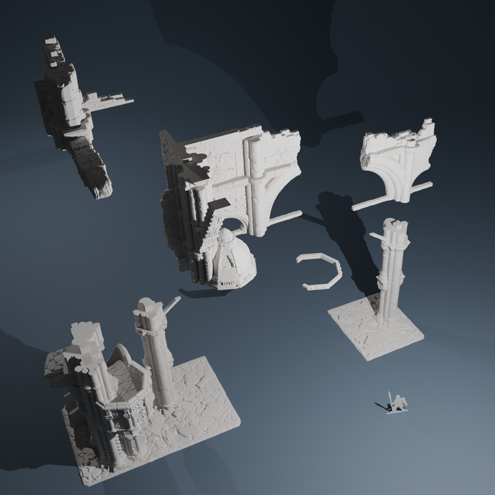 3D Printable Temple ruins raised pulpit by HexBrick