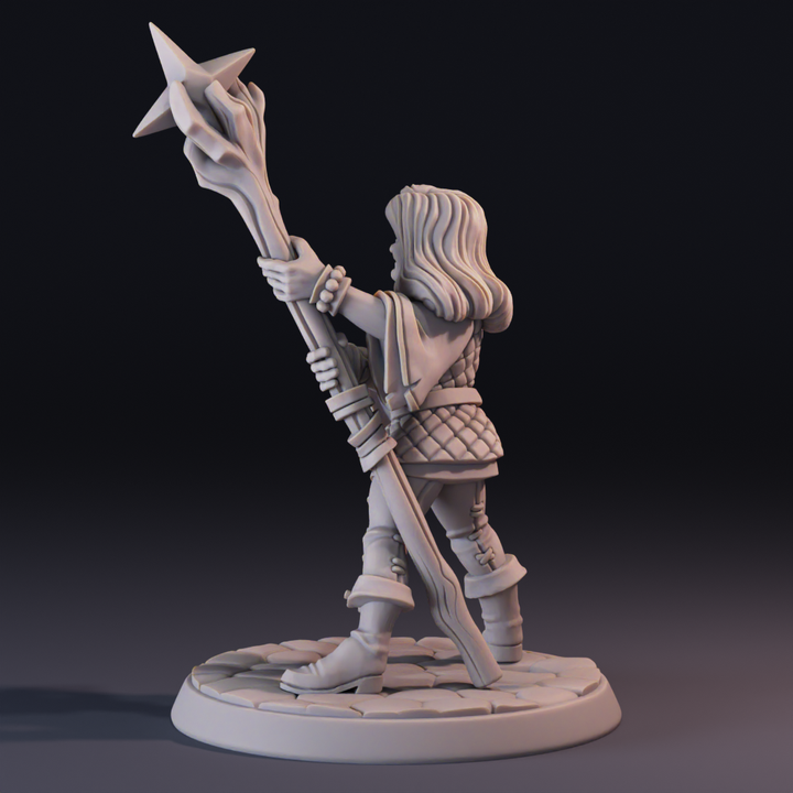 3D Printable Human Wizard with Staff (Female) by Michael Evans