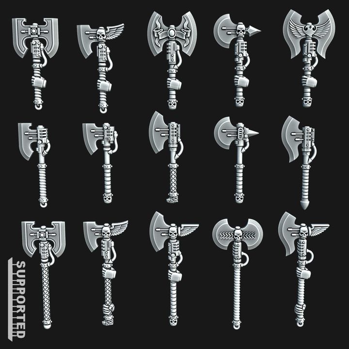 3D Printable Power Axes by Red Warden Miniatures