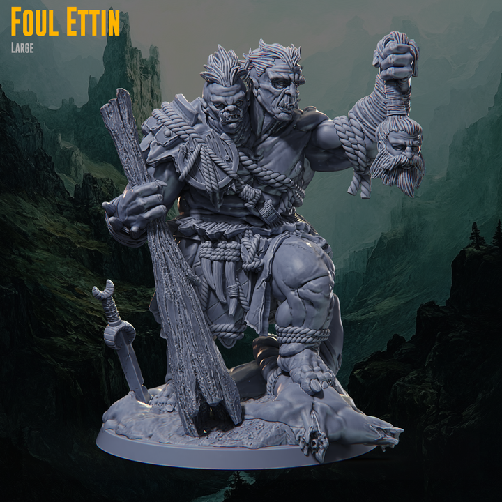3D Printable Foul Ettin by Claymore Miniatures
