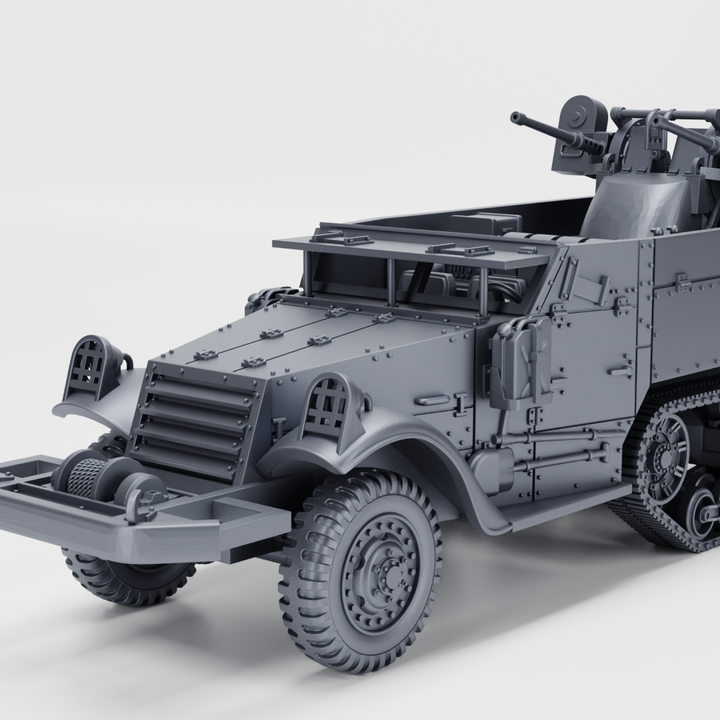 3D Printable M13 Half-track - Twin HMG AA (US, WW2) by Wargame3d