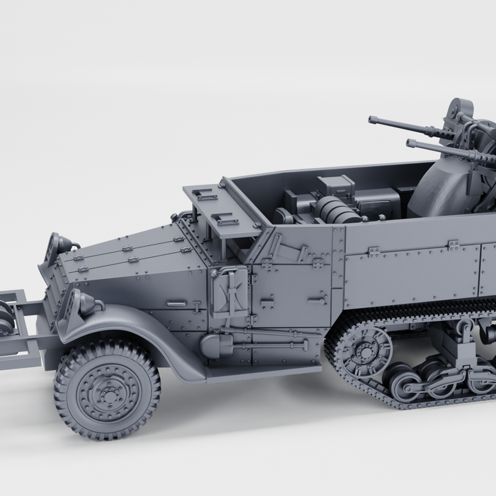 3D Printable M13 Half-track - Twin HMG AA (US, WW2) by Wargame3d