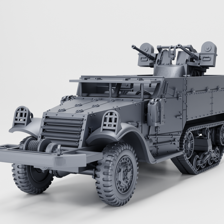 3D Printable M13 Half-track - Twin HMG AA (US, WW2) by Wargame3d