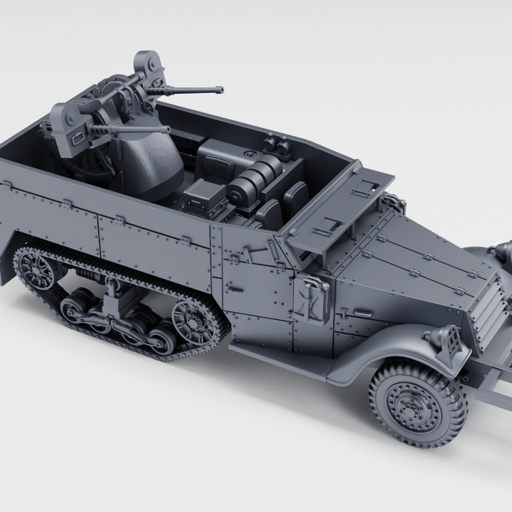 3D Printable M13 Half-track - Twin HMG AA (US, WW2) by Wargame3d