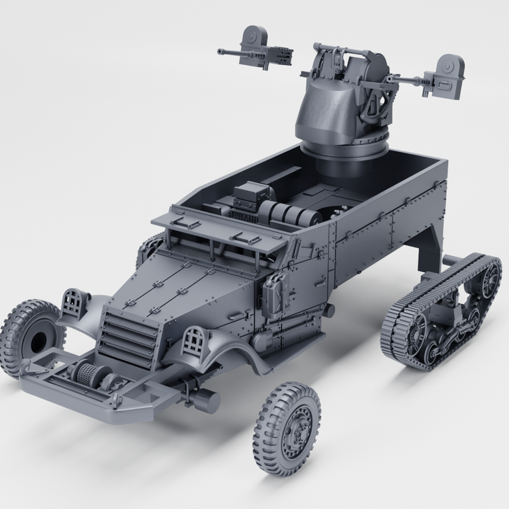 3D Printable M13 Half-track - Twin HMG AA (US, WW2) by Wargame3d
