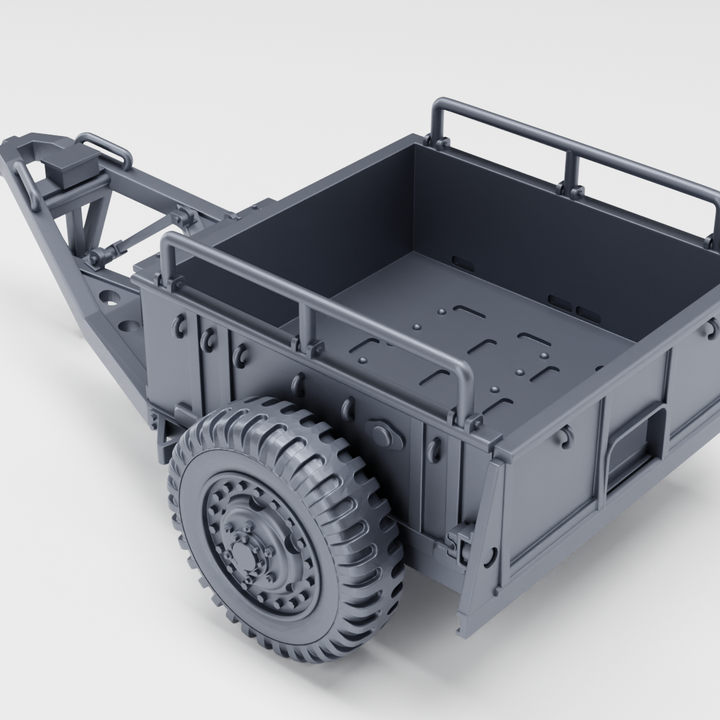 3D Printable M10 Ammo Trailer (1-ton, Cargo) (US, WW2) by Wargame3d