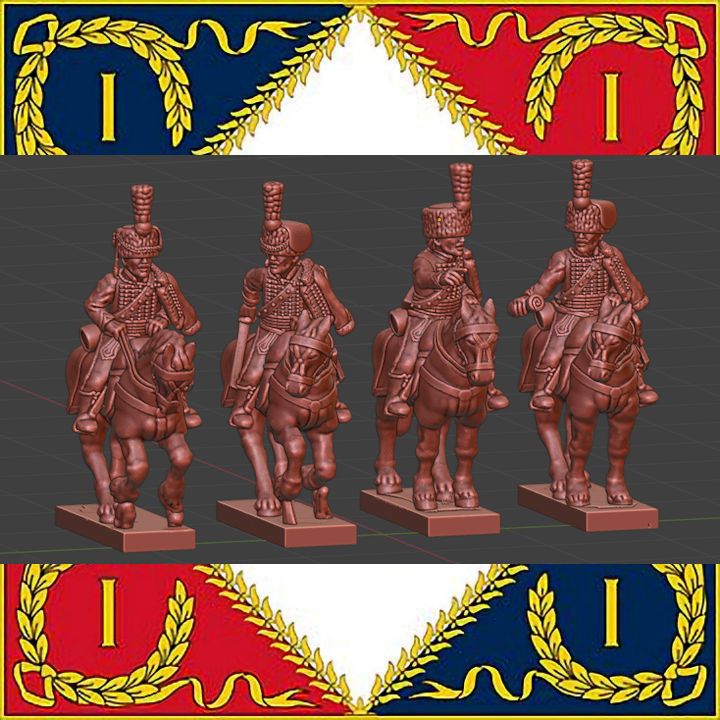 3D Printable Epic Napoleonic French ADC's with Hussar dress and busby ...