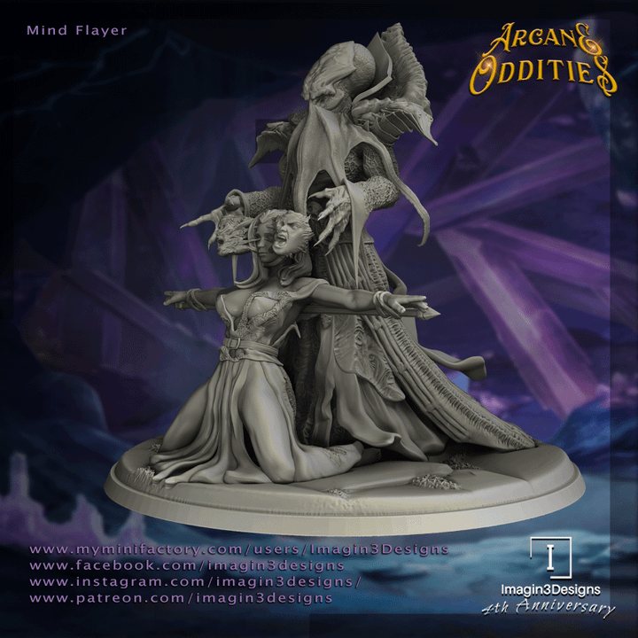 3D Printable Mind Flayer (8" Statue Version) by Imagin3Designs