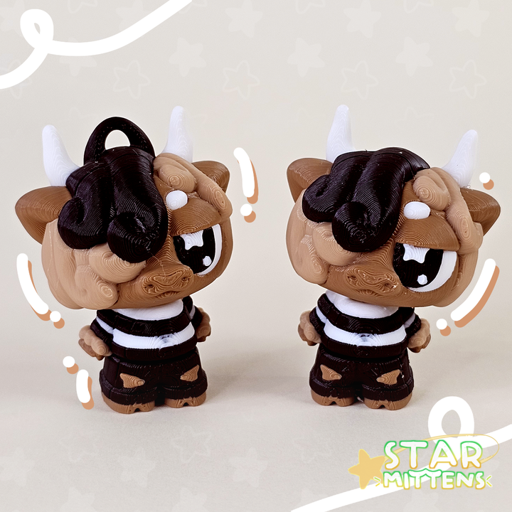 3D Printable Cute Flexi Emo Highland Cow by Star Mittens