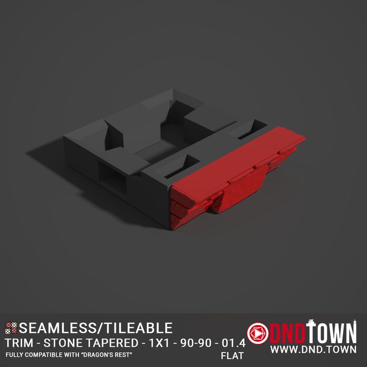 3D Printable Trim - Stone - Bricks (TAPERED) - 1x1 - 90-90 Degrees - 1. ...