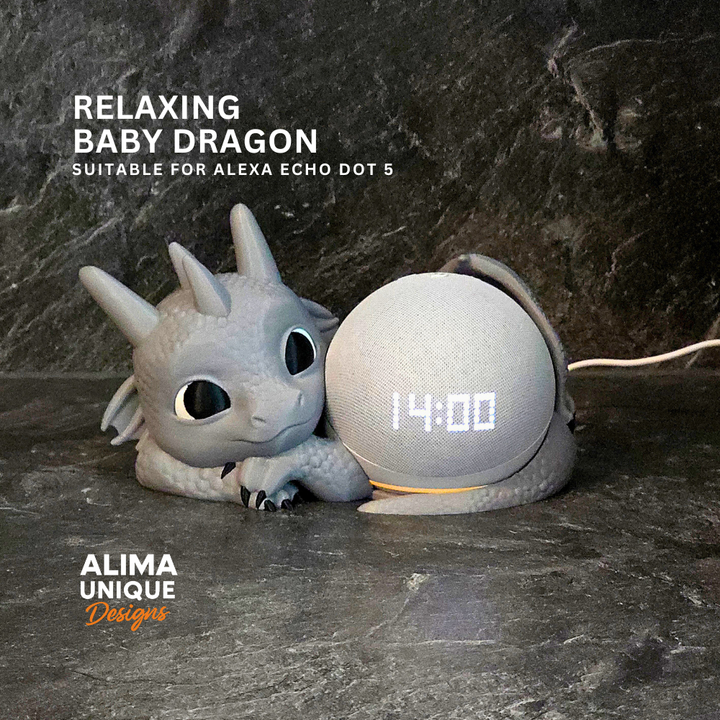 3D Printable Relaxing Baby Dragon suitable for Alexa Echo Dot 5 by ...