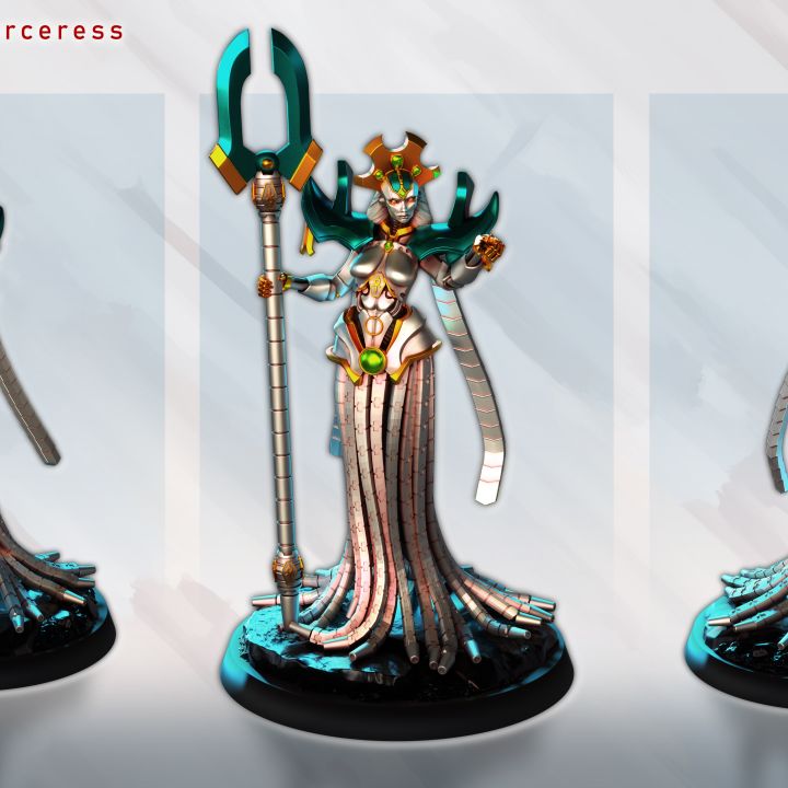 3D Printable Living Metal - Sorceress by Gaz Minis
