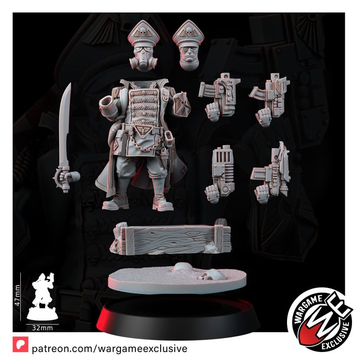 3D Printable IMPERIAL KORPS LORD COMMISSAR by Wargame Exclusive