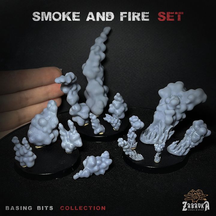 3D Printable Smoke & Fire - Basing Bits by Zabavka Workshop