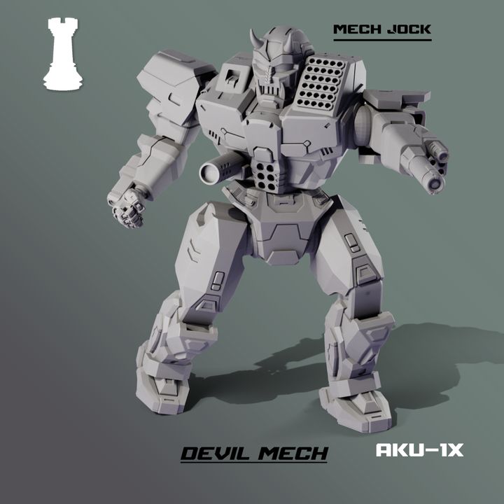 3D Printable AKU - Devil Mech - Mech Jock by White Rook Studios