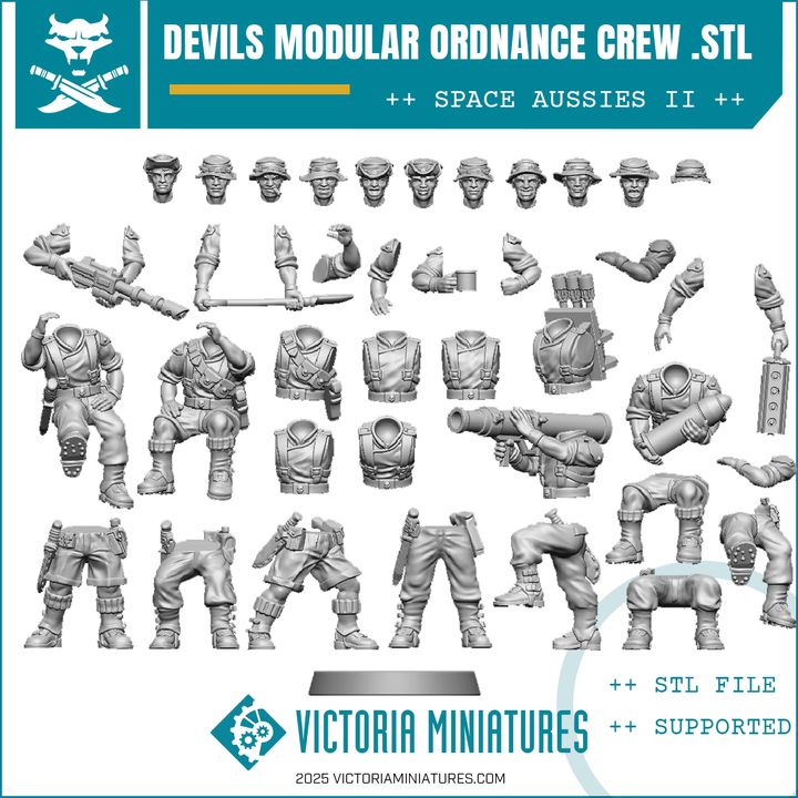 3D Printable Devil's Modular Ordnance Crew by Victoria
