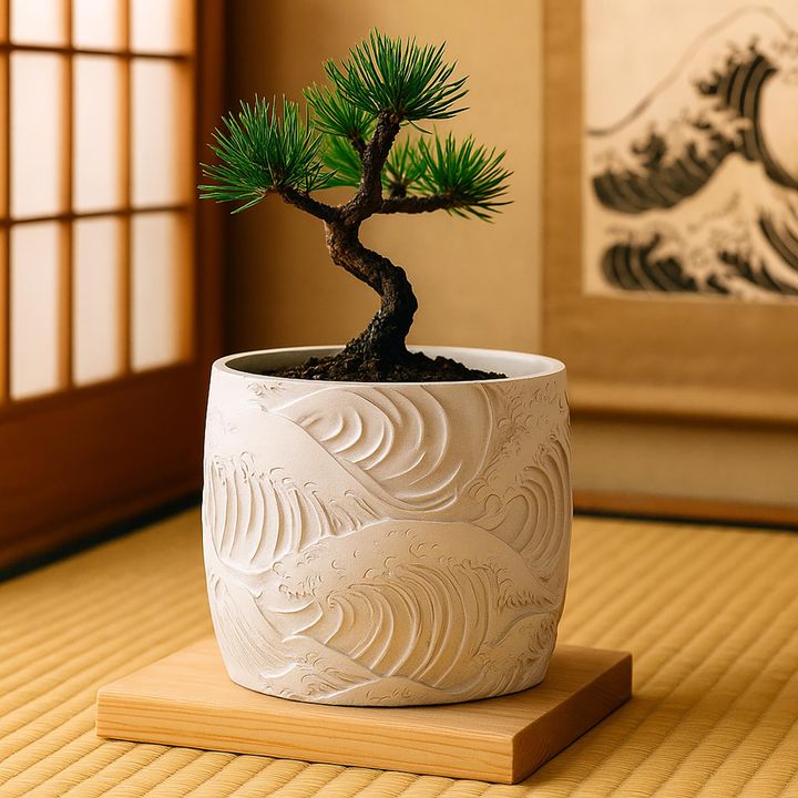 3D Printable Waves Plant Pot Japanese Style no supports with drainage ...