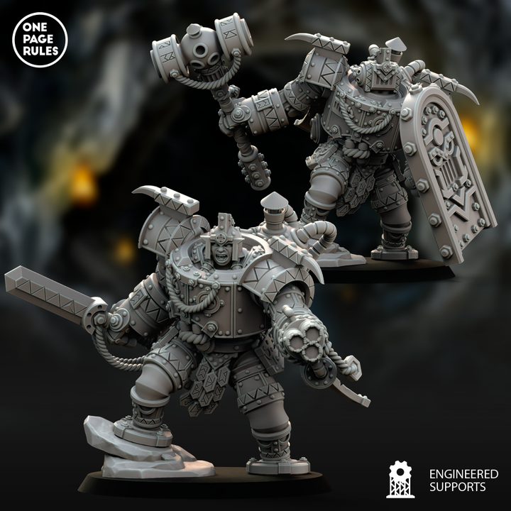 3D Printable Dwarf Champion (Steam-Suit Gear) - Dwarves by One Page Rules