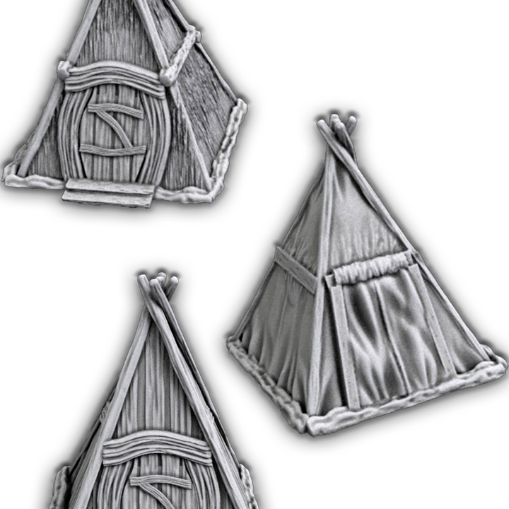 3D Printable Small Viking Huts by Hayland Terrain