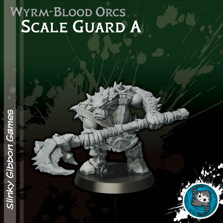 3D Printable Scale Guard - Wyrm-Blood Orcs by Slinky Gibbon Games