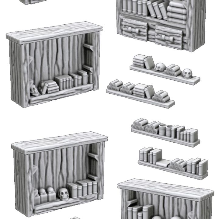 3D Printable Fantasy Modular Bookcases by Hayland Terrain