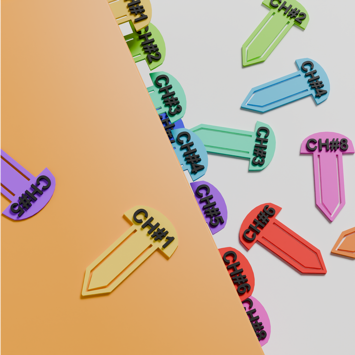 3D Printable Chapter Marker Bookmark Set STL, Print-in-Place Page ...