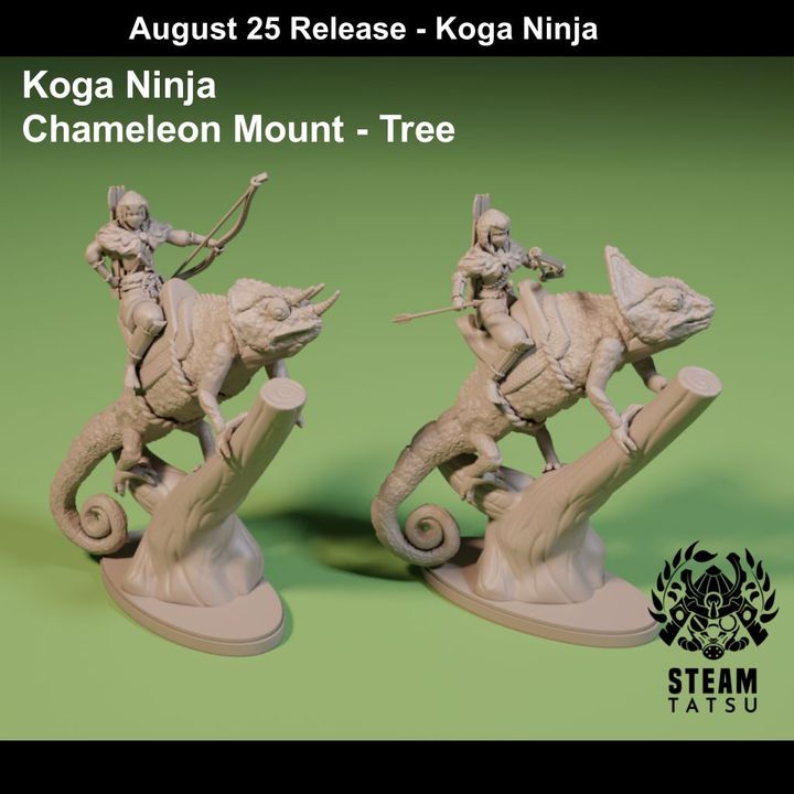 3D Printable Koga Ninja - Chameleon mount - Tree by Steam Tatsu