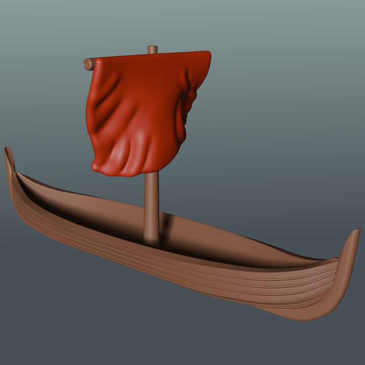 3D Printable Viking Longship Longboat with Sail for 28–32mm Miniatures ...