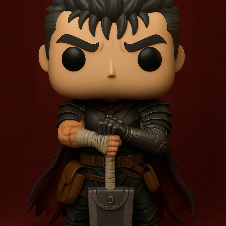 3D Printable GUTS BERSERK IN ARMOR WITH DRAGONSLAYER FUNKO POP STYLE ...