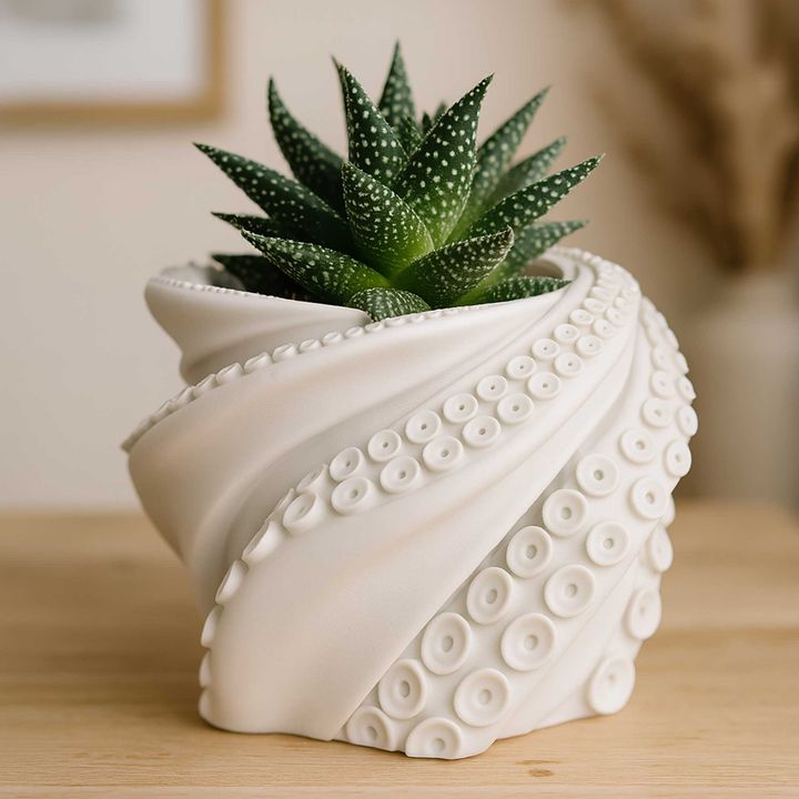 3D Printable Octopus Tentacles Plant Pot With Drainage by InArtWeTrust3d