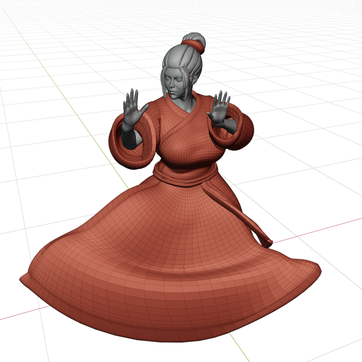 3D Printable Beautiful Asian Woman Performing a Kata by Stanley
