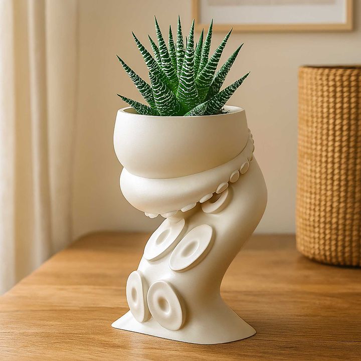 3D Printable Octopus Tentacles Plant Pot with Drainage by InArtWeTrust3d