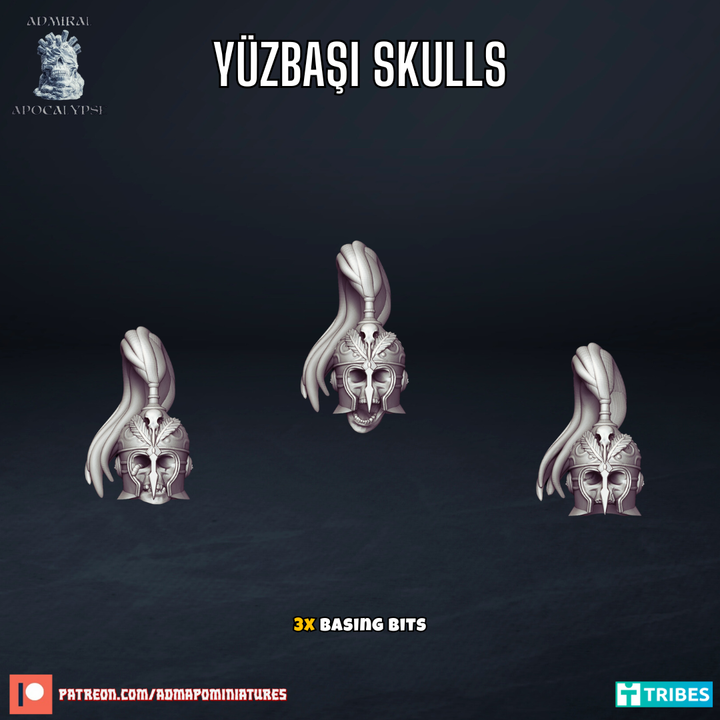 3D Printable Yuzbasi Skulls (Pre-supported) by Admiral Apocalypse