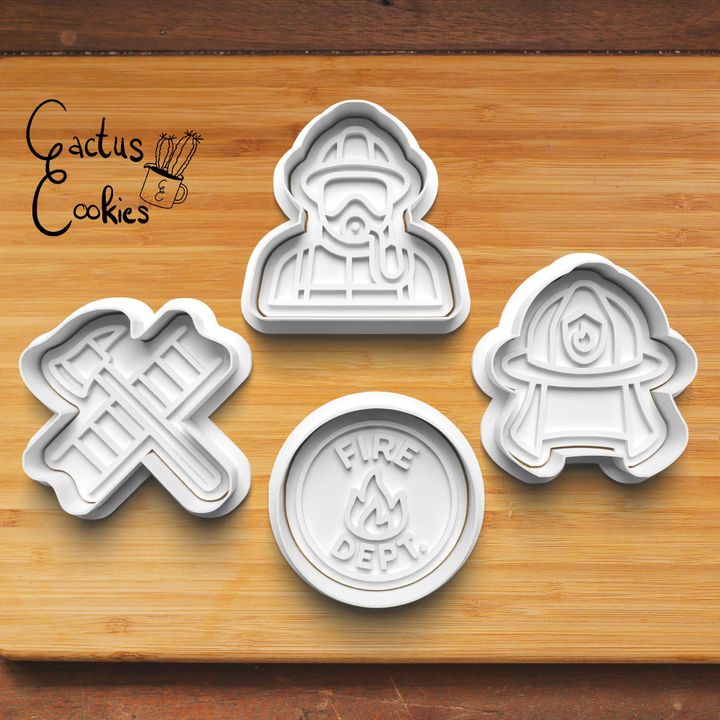 3D Printable Firefighter Cookie Cutter set 0926 by James-Jason Beckers