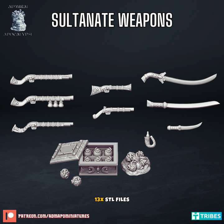 3D Printable Sultanate Weapons (Pre-supported) by Admiral Apocalypse