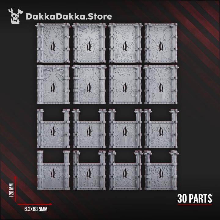 3D Printable Great Temple Walls (+Columns) (Sinbound Temple) by dakkadakka.store