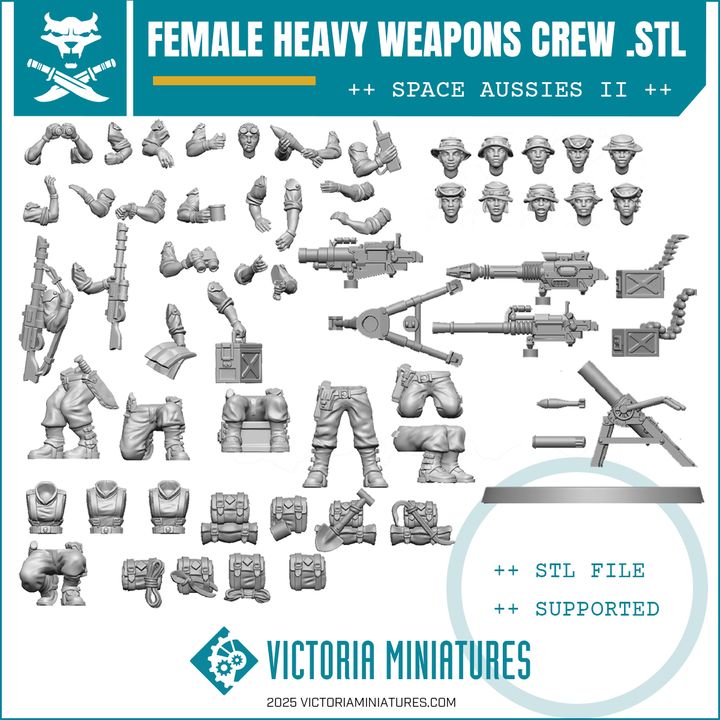 3D Printable Devils's Female Modular Heavy Weapons Crews. by Victoria