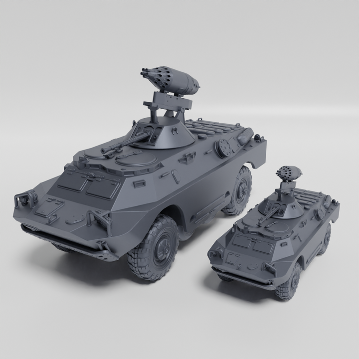 3D Printable BRDM-2 + BRDM-2 with rocket launcher UB32m (USSR, Cold War ...