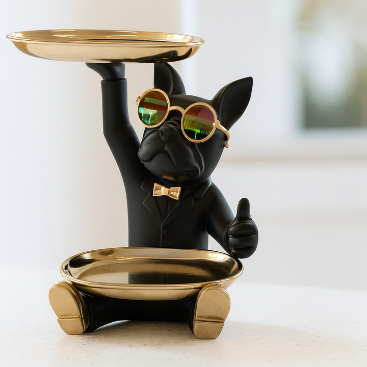 3D Printable Luxury French Bulldog Butler Tray Decor by Inventive World