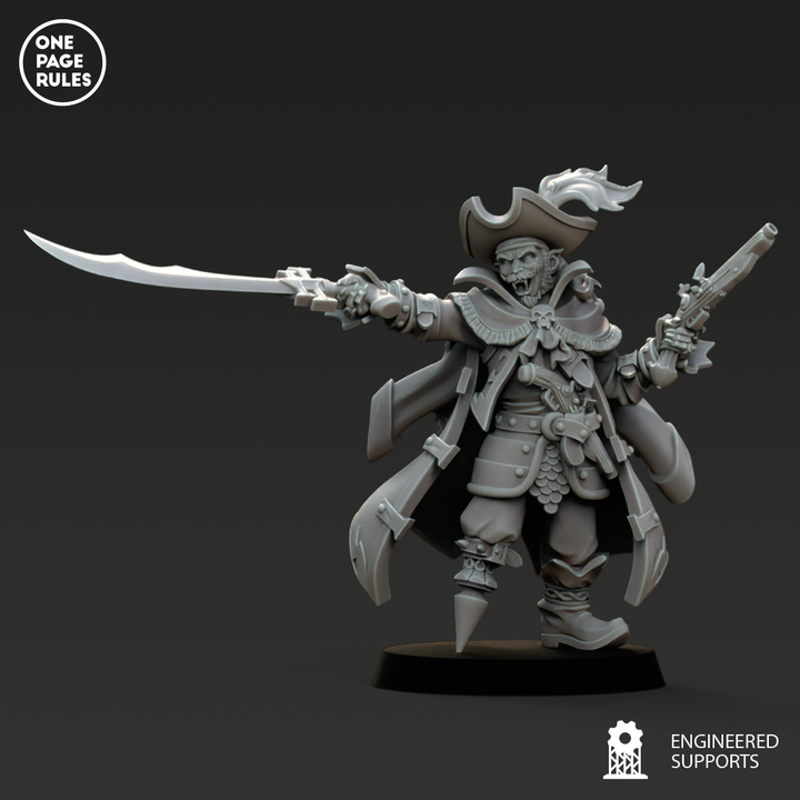 3D Printable Captain Blackfang - Vampiric Undead Hero by One Page Rules
