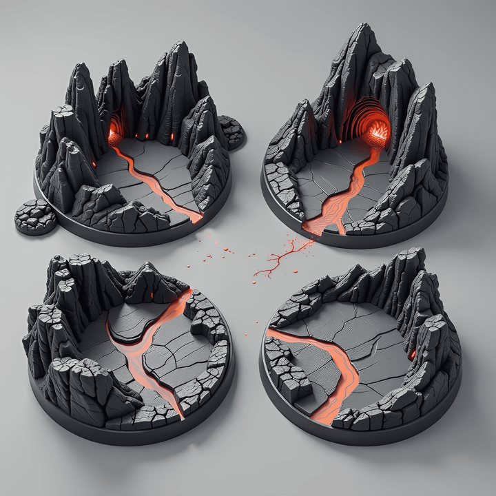 3D Printable 40mm Volcanic Lava Base – Fantasy Miniature Display Stand ...