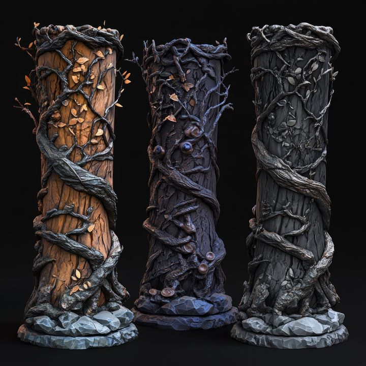 3D Printable Enchanted Tree Pillar Set – 3D Printable Fantasy Columns ...