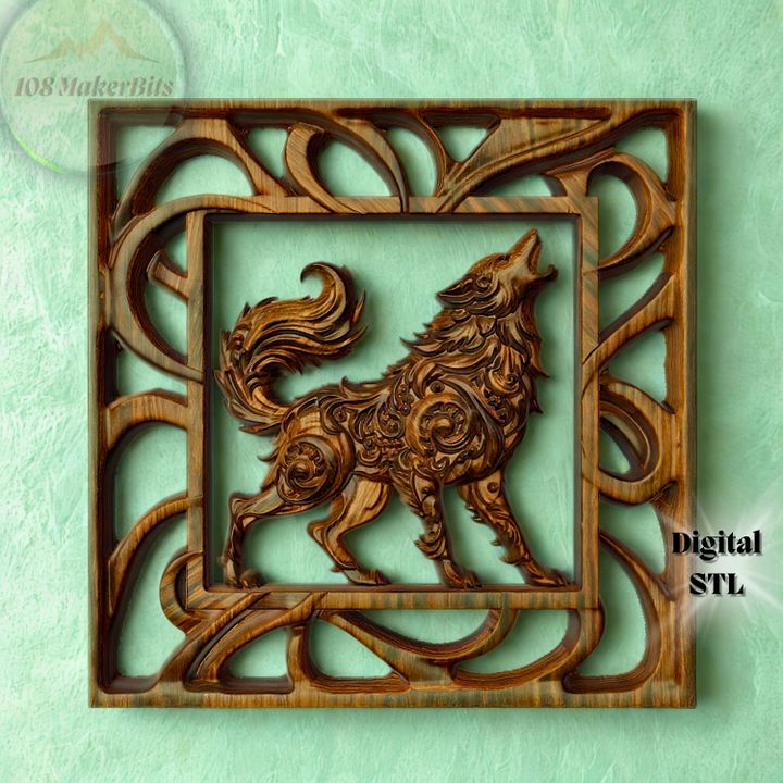 3D Printable Wolf CNC Router Relief Model - Howling Wolf with ...