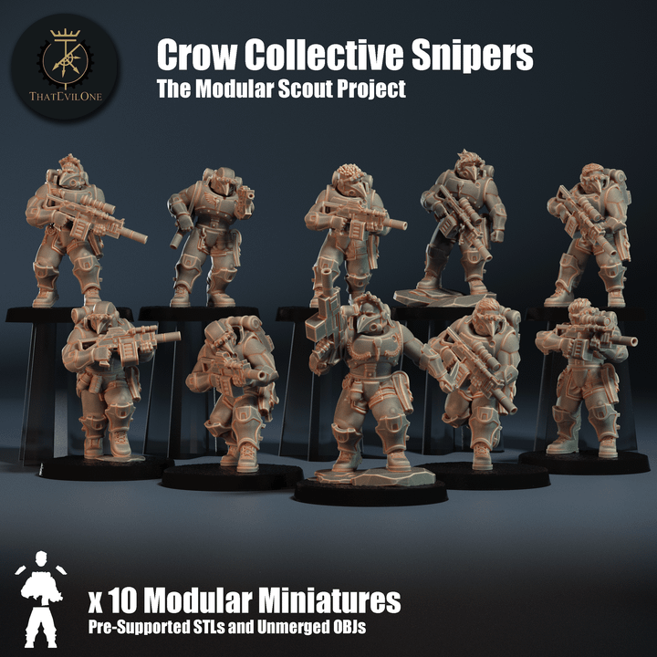 3D Printable Modular Scout Crow Collective Snipers - Presupported by ...