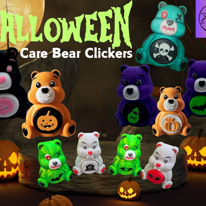 3D Printable Halloween Care Bear Clickers by Jambaby Designs