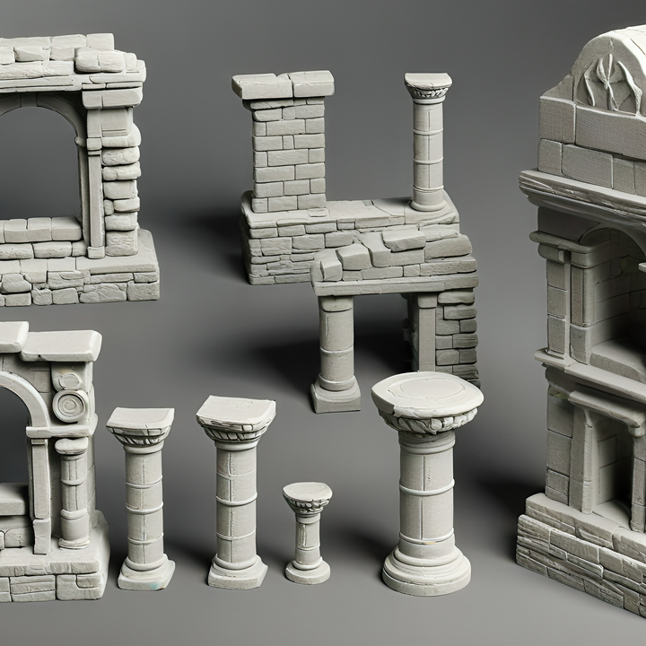 3D Printable Ancient Ruins Terrain Pack – 3D Printable Modular Fantasy ...