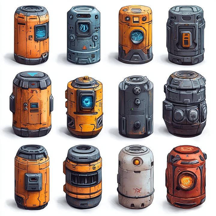 3D Printable Sci-Fi Barrels Pack – 3D Printable Futuristic Storage Set ...